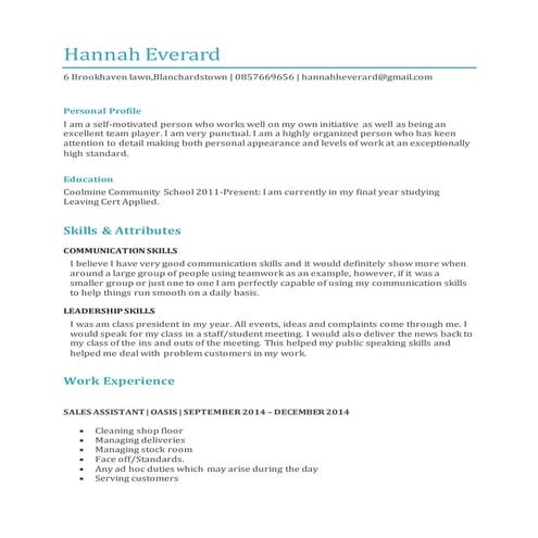 Hannah CV (1) | DOCX