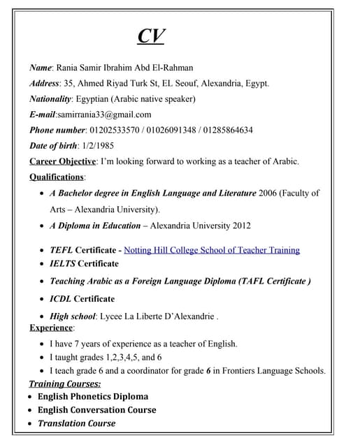 Safaa cv (1) | DOCX | Professional School | Postgraduate Education