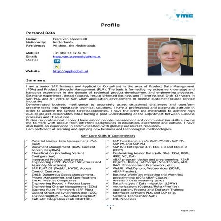 Profile-FvanSteenveldt | PDF