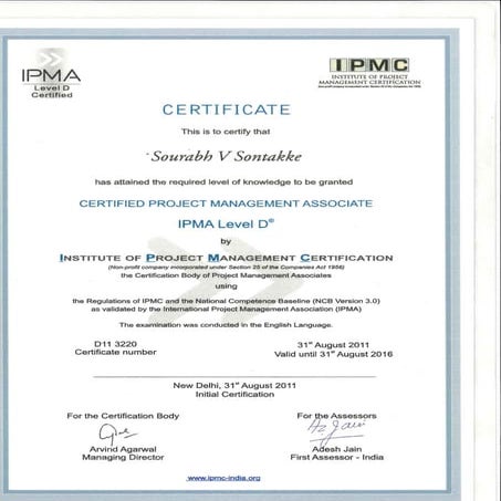IPMA - Level D Certificate | PDF
