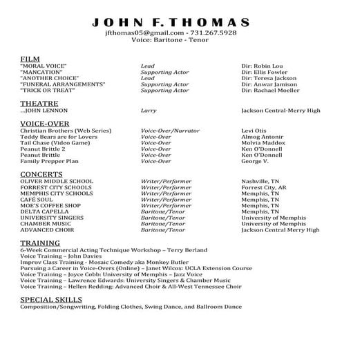 Lauren Babrée acting resume | RTF