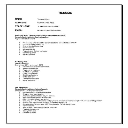 Resume - Tamara Sykes | DOCX