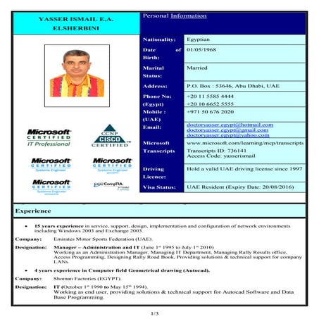 Yasser_CV_Certificates_2015 | PDF | IT and Internet Support | Internet
