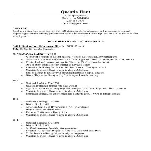 Quentin Hunt Updated Resume | DOC