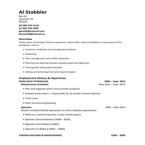 Al Stabbler Resume | PDF