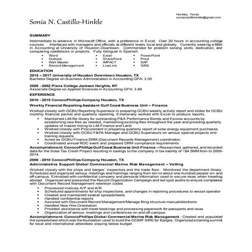 La sonia holmes resume master 2014 | DOCX
