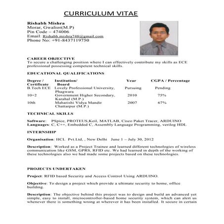 Rishabh Mishra cv | PDF