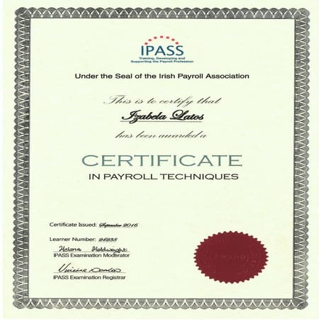 Certificate in Payroll Techniques Ipass | PDF