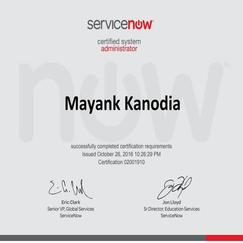 ServiceNow Certified System Administrator | PPT