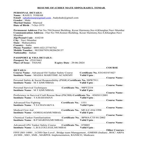 RESUME OF RAHUL TOMAR | DOC