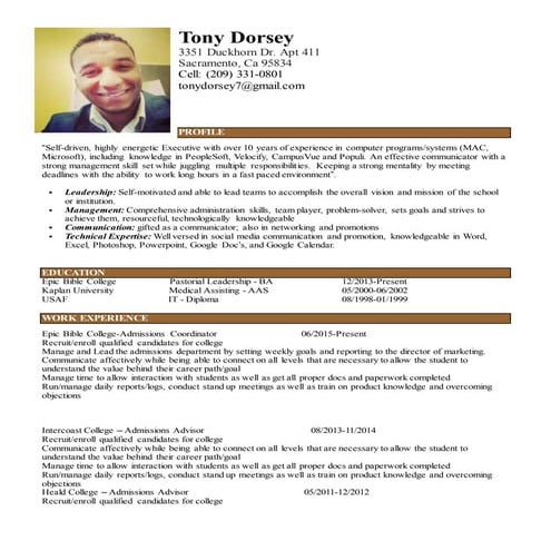 Tony Resume 2016 UPDATED | DOCX