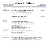 Corey R. Gilbert Resume