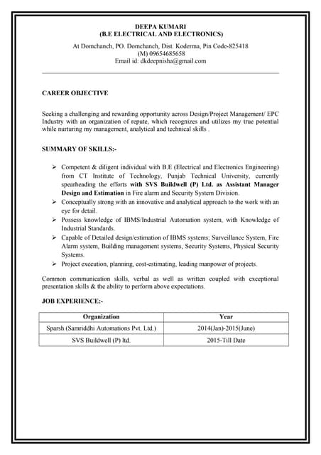 ELV ENGINEER RESUME | DOC