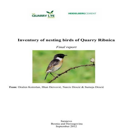 Inventory of nesting birds of Quarry Ribnica, Bosnia and Hercegovina | PDF
