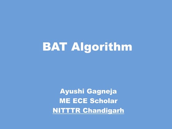 Bat Algorithm | PPTX