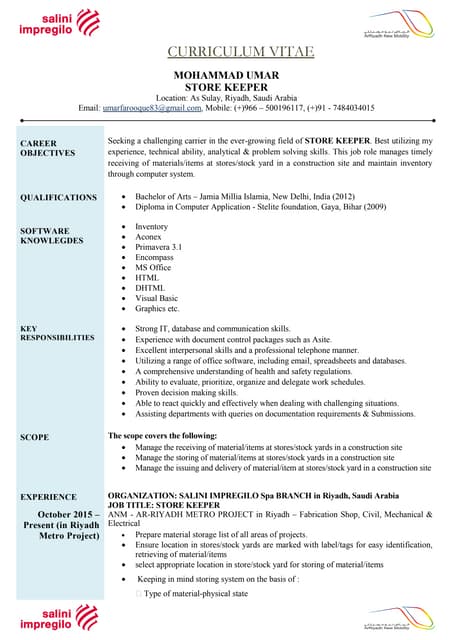 Store-Incharge-Resume | DOCX