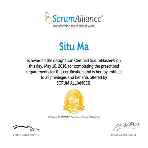 Situ Ma-ScrumAlliance_CSM_Certificate | PPT