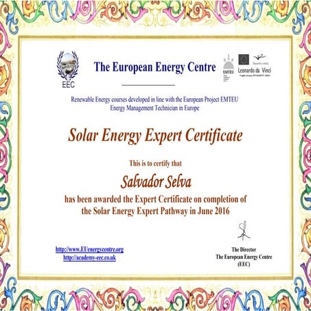 Solar Energy Expert Certificate | PPT
