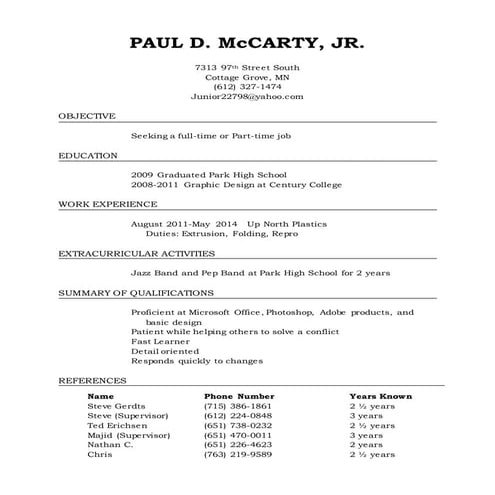 Junior Resume | DOCX