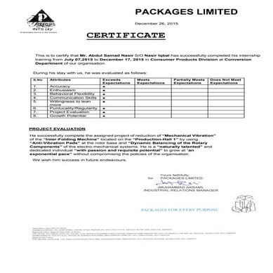 Original Packages Certificate | PDF