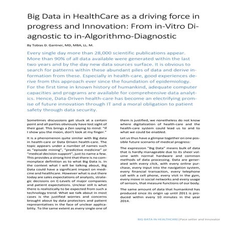 Data-Driven HealthCare - Tobias Gantner English | PDF