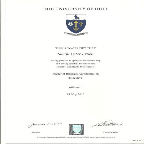 Hull MBA certificate | PDF