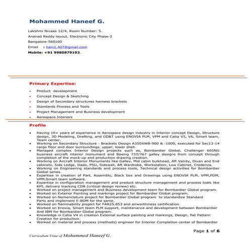 CV_Haneef_Aerospace Engineer | PDF