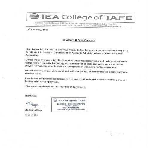 Tafe College Reference | PDF