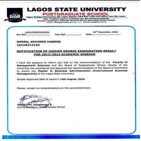 mba result notification | PDF