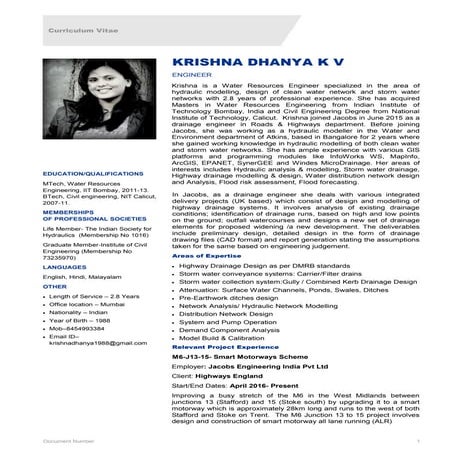CV Krishna Dhanya | PDF