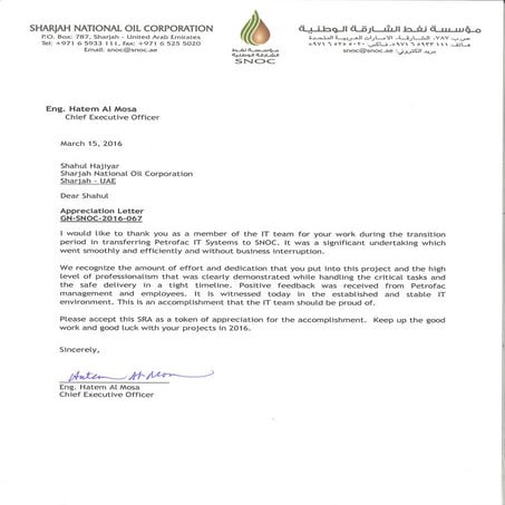 Appreciation Letter | PDF