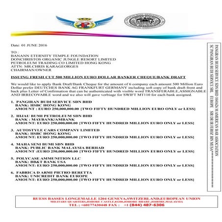 BANK DRAFT REQUEST | PDF