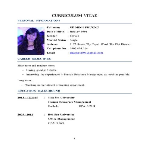 CV- Vu Minh Phuong | DOCX | Careers