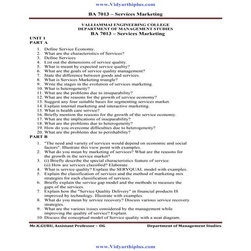 Ba7013 services marketing | PDF