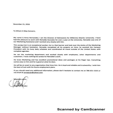 Recommendation Letter from Anna Hernandez | PDF