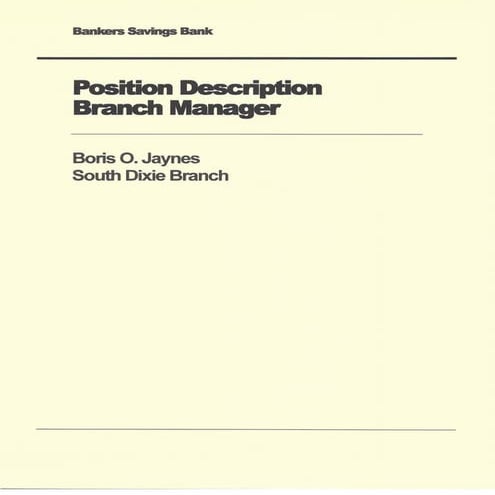 Bankers Savings Bank - Position Description | PDF