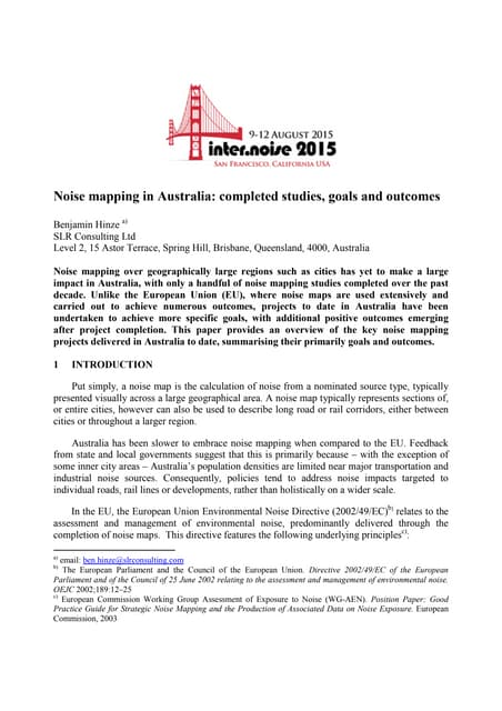Technical Service - Noise Mapping | PDF | Australia and Oceania Travel | Travel Locations