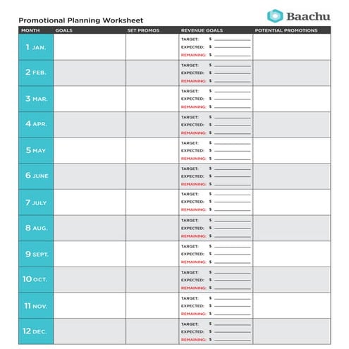 Baachu promotional planning-worksheet | PDF