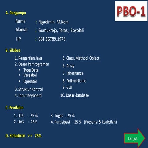 Materi Pengenalan PBO siswa SMK semester 2 | PPTX