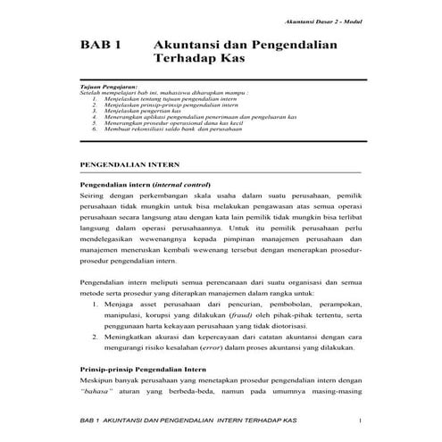 Bab 1-akuntansi-dan-pengendalian-intern-terhadap-kas1 | PDF