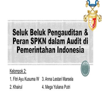 Bab.23 seluk beluk pengauditan & peran spkn dalam audit (kelompok 2) | PPTX