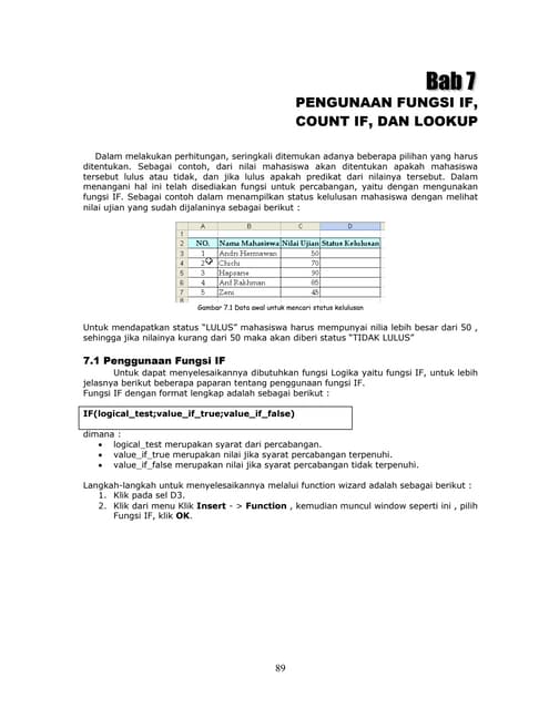 materi Fungsi IF pada microsoft excel di kelas 8 | PPT