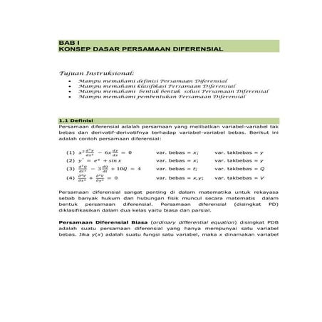 Bab i-konsep-dasar-persamaan-diferensial | PDF