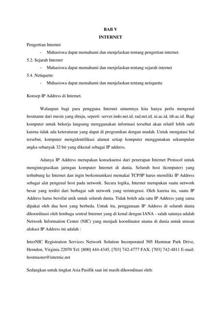 IP Address, Subnetting, Routing Makalah jarkom | PDF