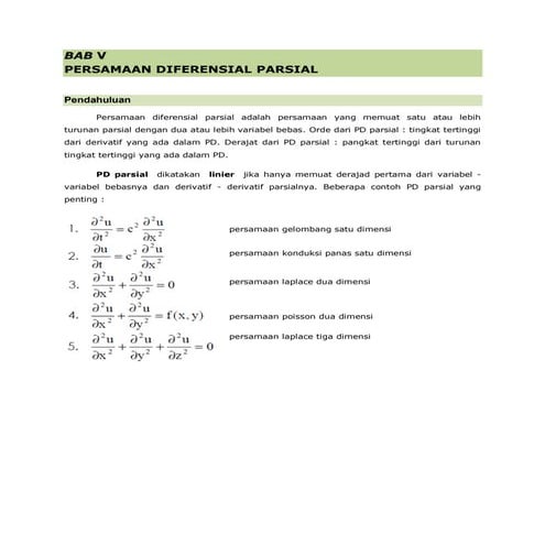 Bab v persamaan-diferensial-parsial | PDF