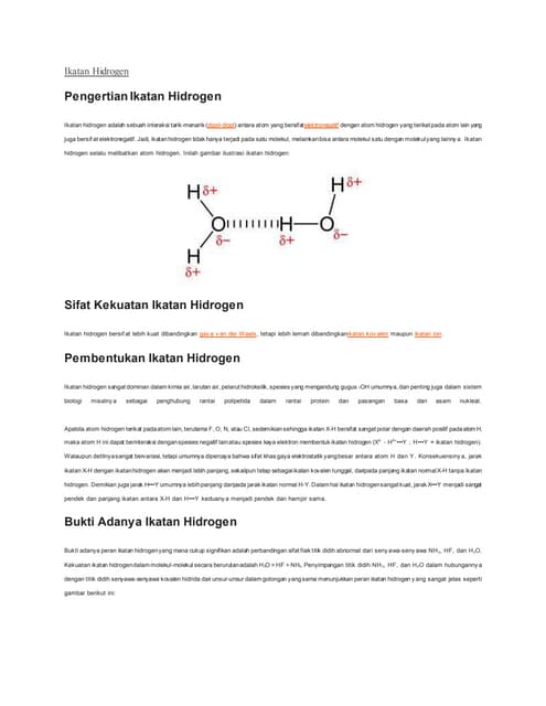 Ikatan Hidrogen Gaya Antarmolekul Ikatan Hidrogen Ikatan Kimia Molekul