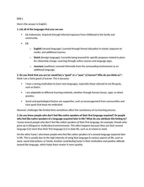 Second language acquisition | PPTX | Homework and Study | Education