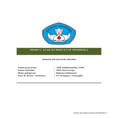MODUL AJAR BAB 1 - B. INDONESIA KELAS 4 FASE B.docx