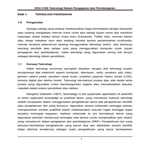Bab 1 teknologi pendidikan | PDF
