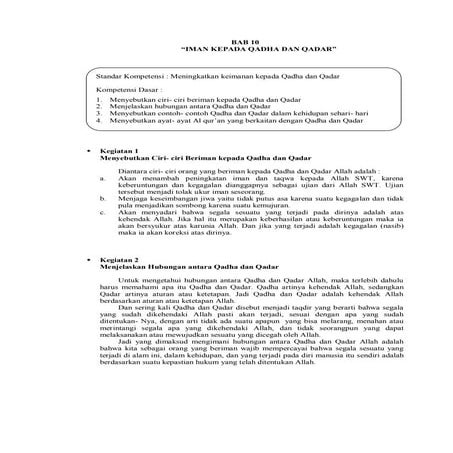 Bab 10 Iman Kepada Qadha dan Qadar | PDF